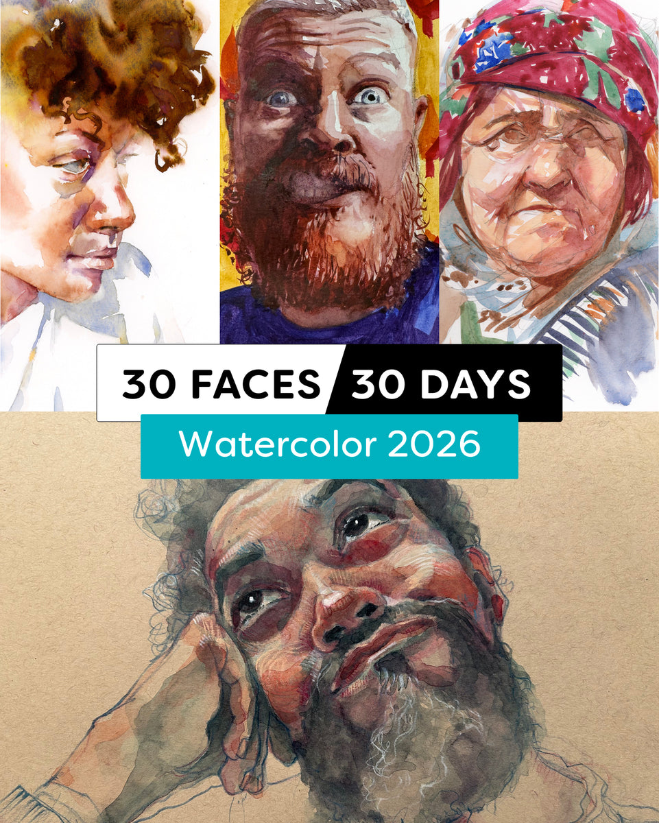 30 Faces/30 Days - Watercolor (2026) – Sktchy