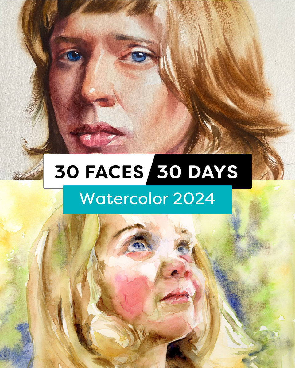30 Faces/30 Days - Watercolor (2024) – Sktchy
